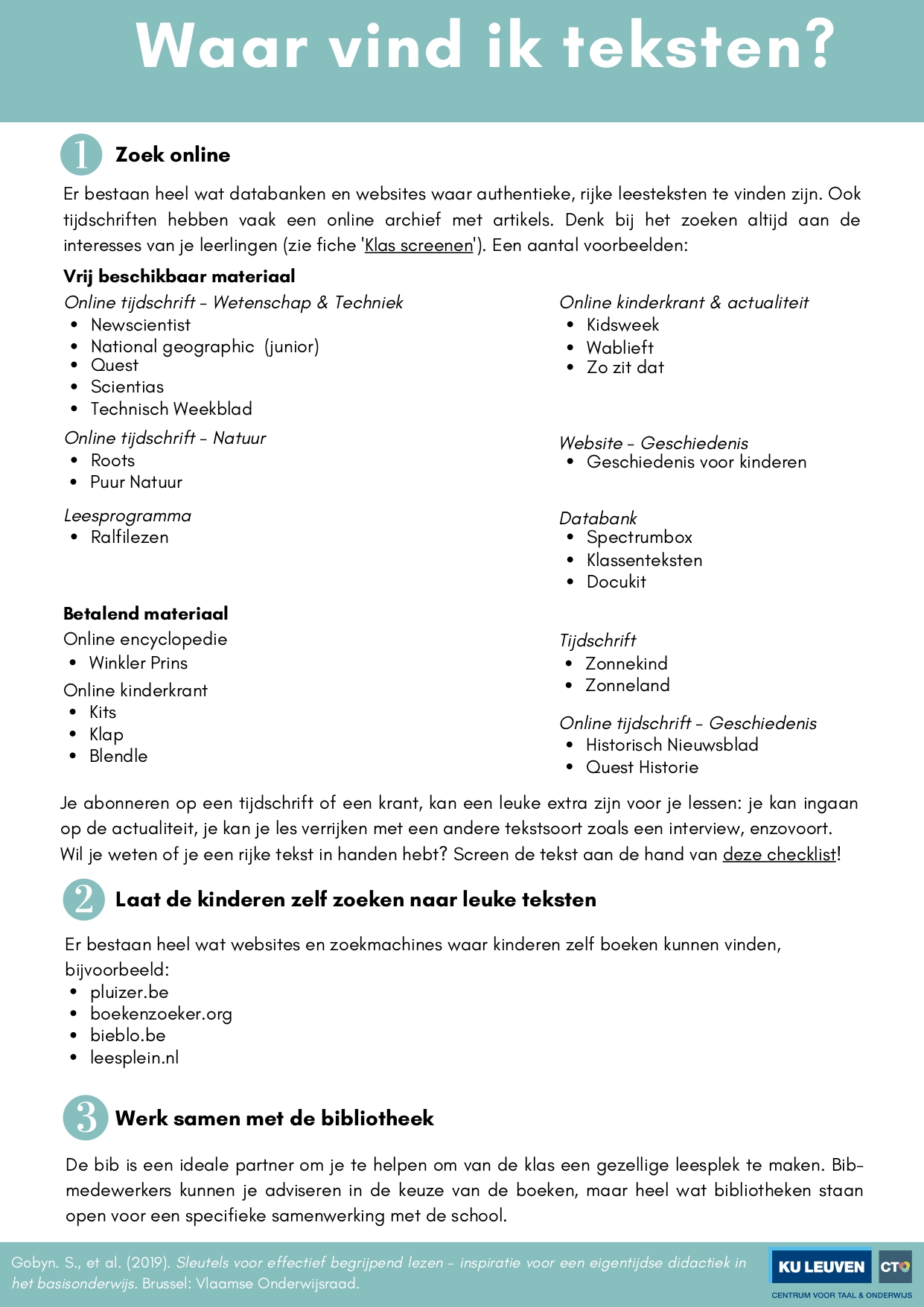 Stap 1 – de tekst – verdiepend lezen & luisteren